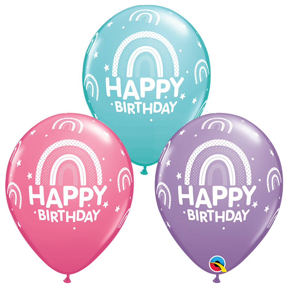 Birthday Boho Rainbows 11″ Latex Balloons (6 count) – instaballoons Wholesale