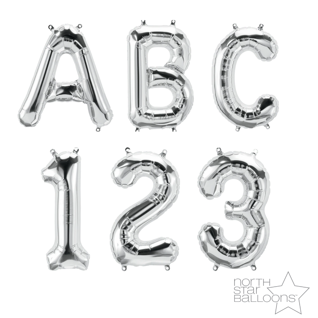 34" Silver Letters & Numbers Northstar Balloons – instaballoons Wholesale