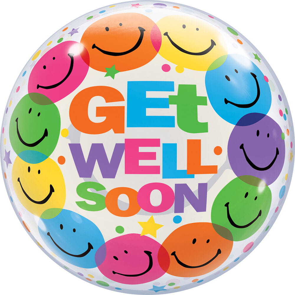 Get Well Soon Smile Faces 22″ Bubble Balloon – instaballoons Wholesale