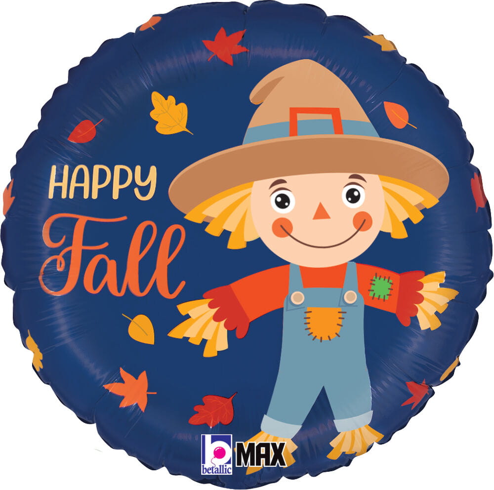 Happy Fall Cute Scarecrow Leaves 18" Balloon – instaballoons Wholesale