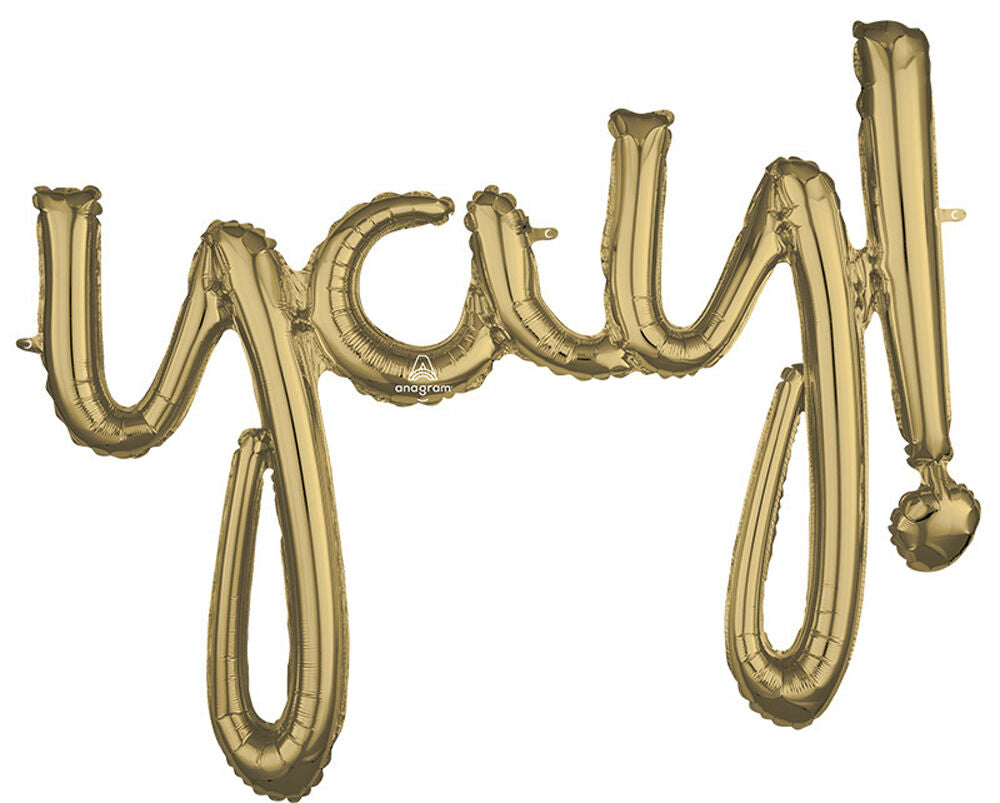 35″ Script Phrase "yay!" White Gold (air-fill Only) – instaballoons ...