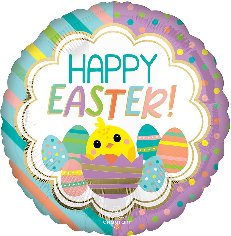 Happy Easter Stripes & Dots 17″ Balloon – instaballoons Wholesale