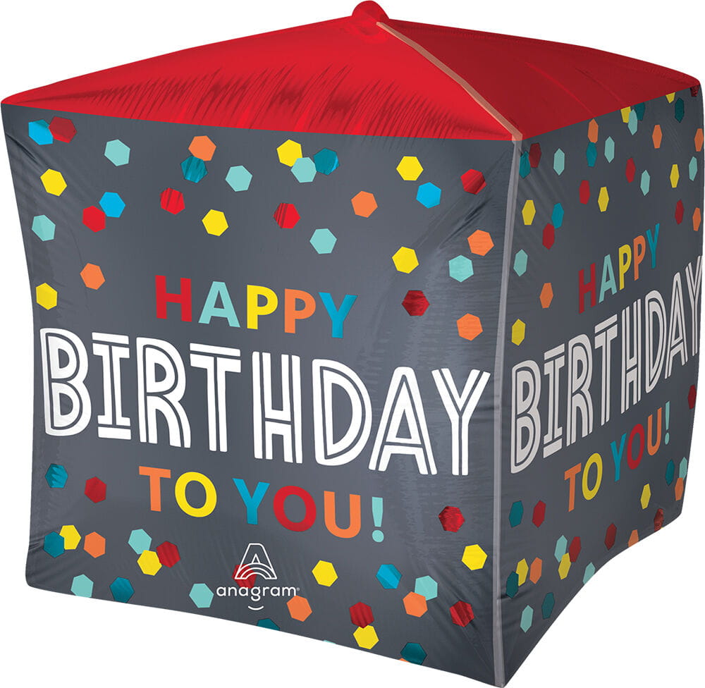 Satin Confetti Burst Birthday Cubez 15" Balloon – instaballoons Wholesale