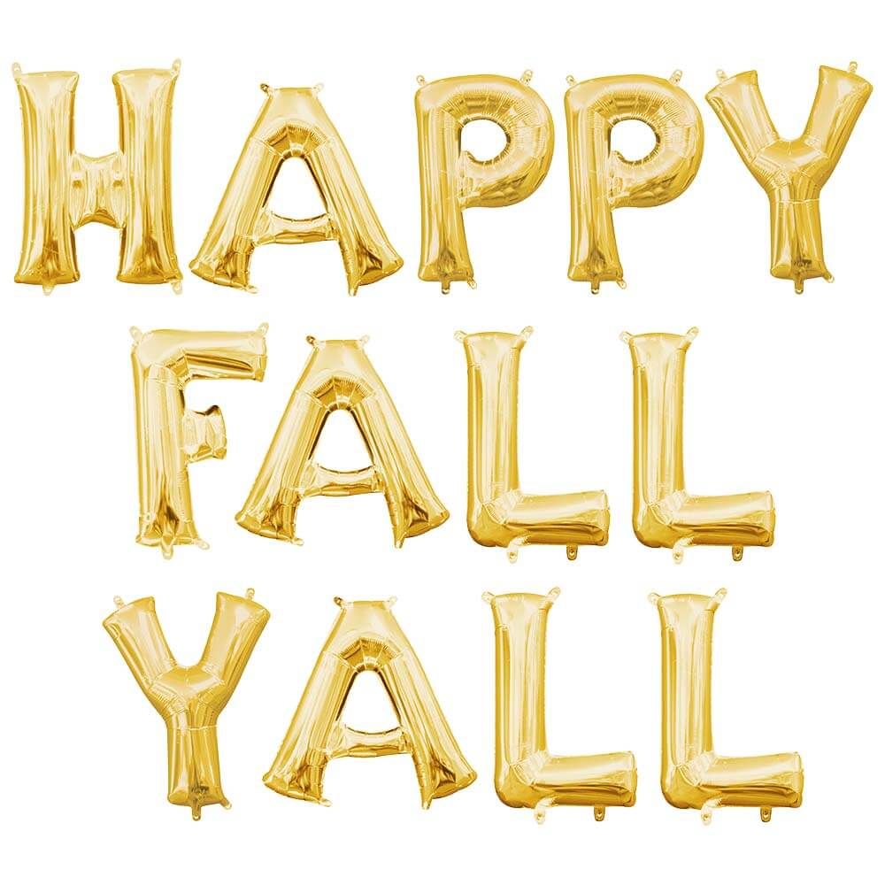 Happy Fall Yall - Anagram Letters Kit (air-fill Only) Gold 16″ Balloon ...