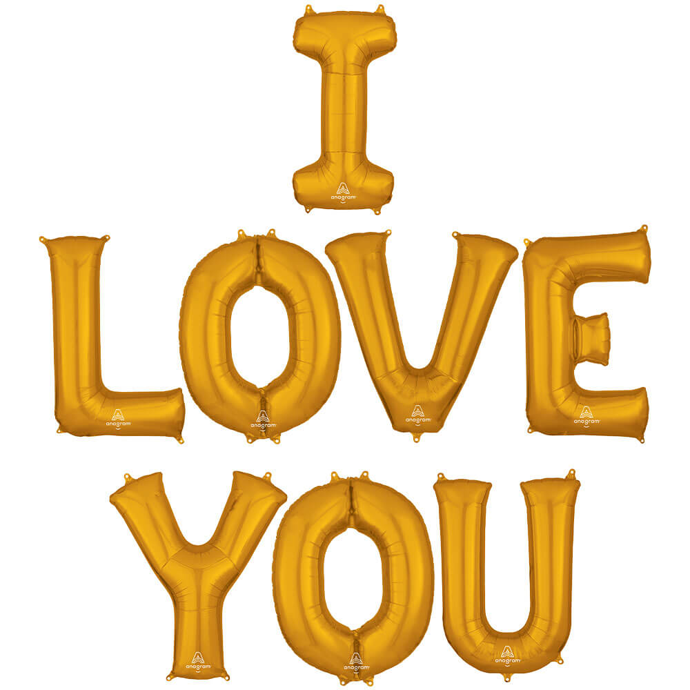 I Love You - Anagram Letters Kit Gold 34″ Balloons – instaballoons ...