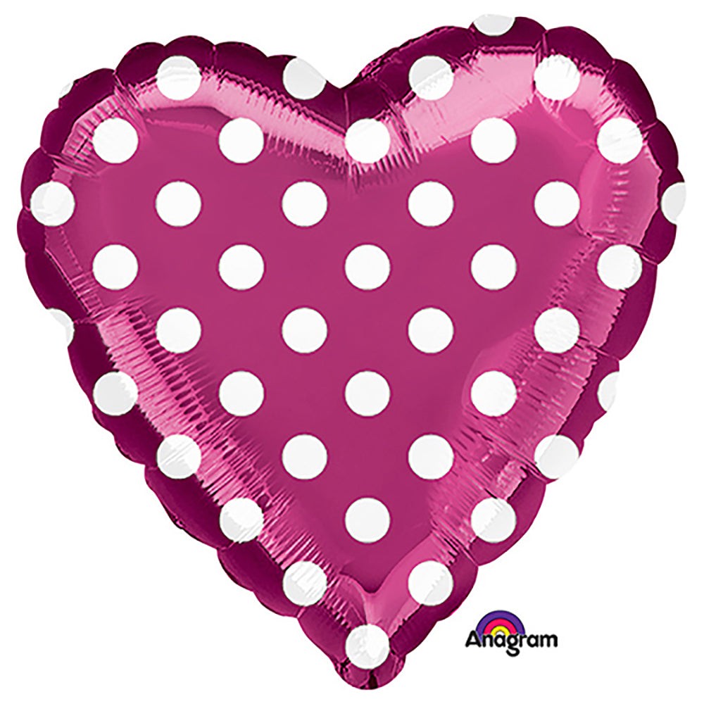 Heart - Fuchsia And Polka Dots 18″ Balloon – instaballoons Wholesale