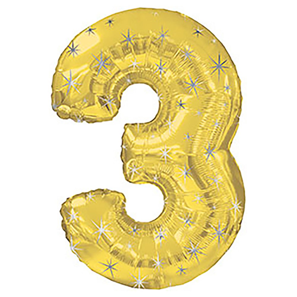 Gold Sparkle Number 3 (Three) 38″ Balloon – instaballoons Wholesale