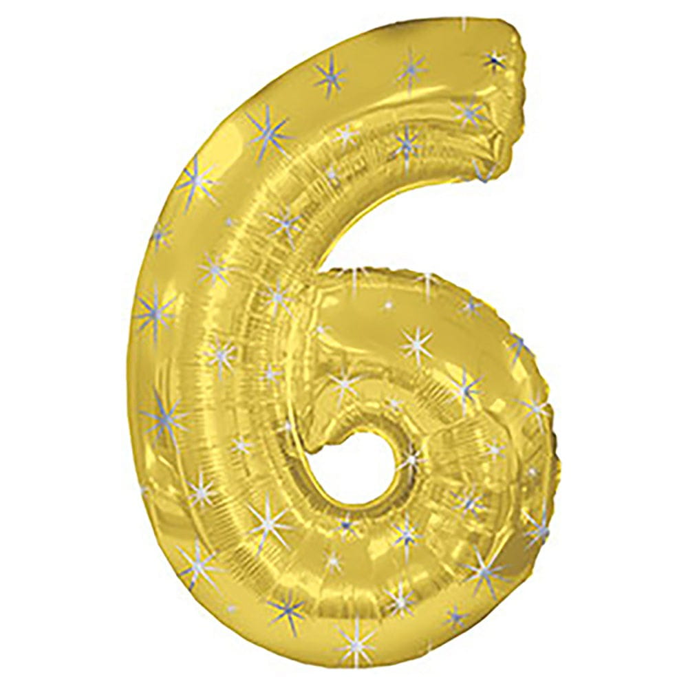 Gold Sparkle Number 6 (Six) 38″ Balloon – instaballoons Wholesale