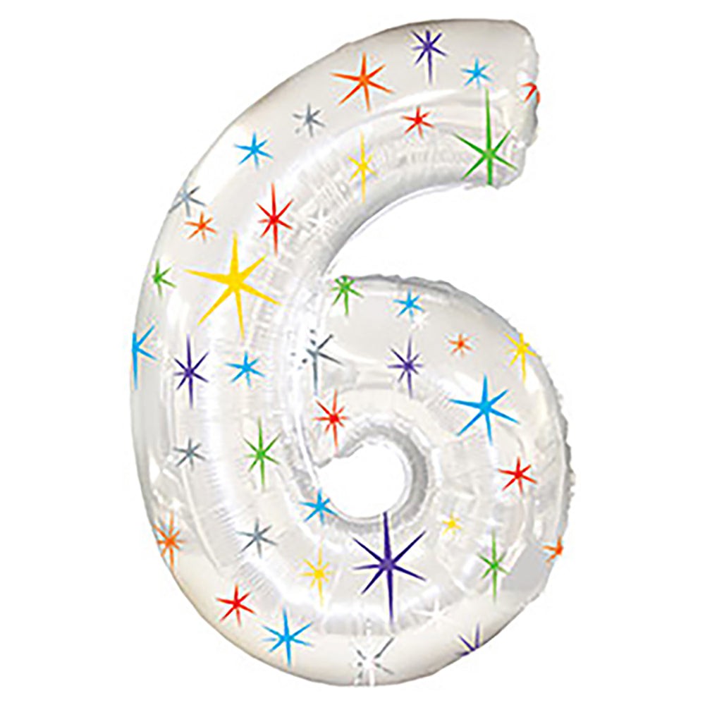 Number 6 - Multi-colored Sparkle 38″ Balloon – instaballoons Wholesale