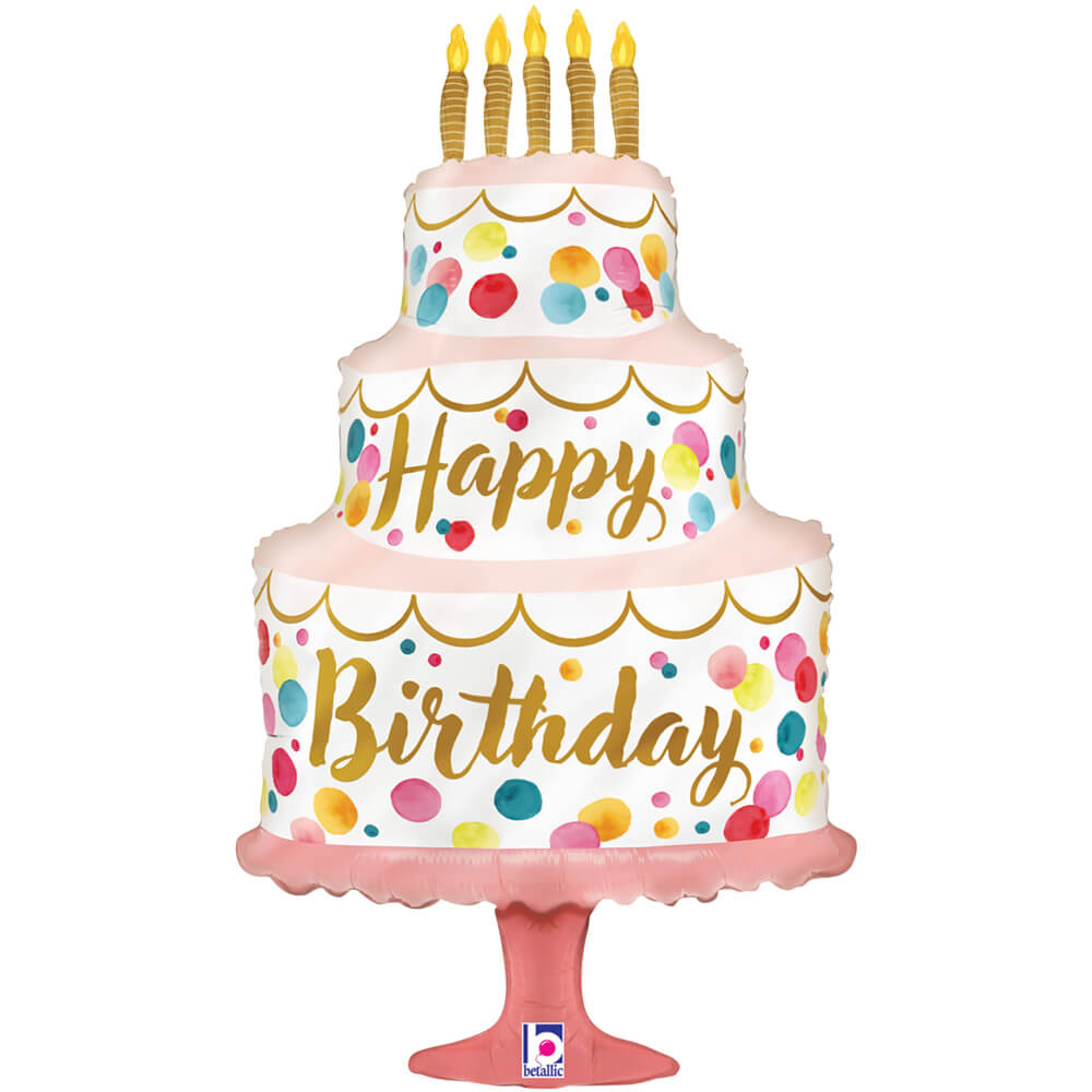 Happy Birthday Cake Pink 33″ Balloon – instaballoons Wholesale