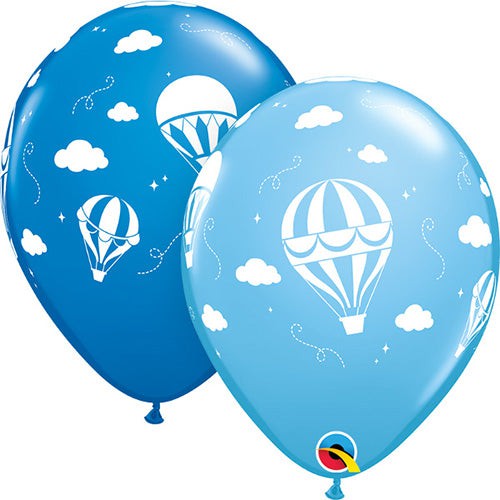 Hot Air Balloons - Dark Blue & Pale Blue 11″ Latex Balloons (50 count ...