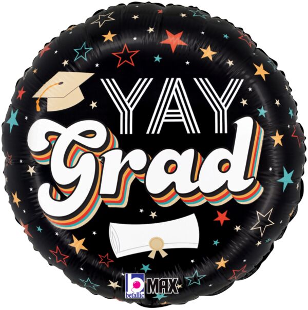 Retro Yay Grad Graduation 18″ Balloon – instaballoons Wholesale