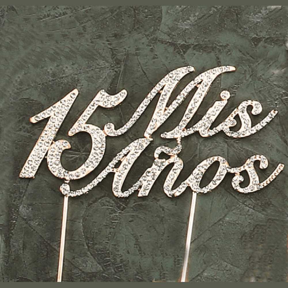 Mis XV Anos Rhinestone Gold Cake Topper 6.75″W x 5″H – instaballoons ...
