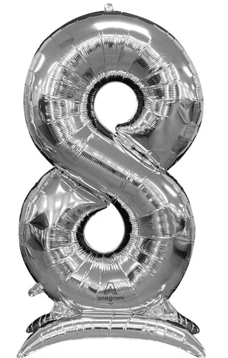 Number 8 Silver Standing 50″ Balloon – instaballoons Wholesale