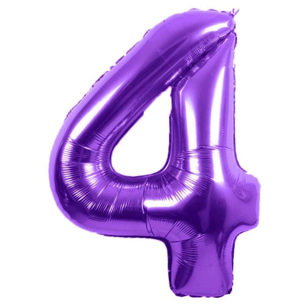 Purple Number 4 Metallic 34″ Balloon – instaballoons Wholesale